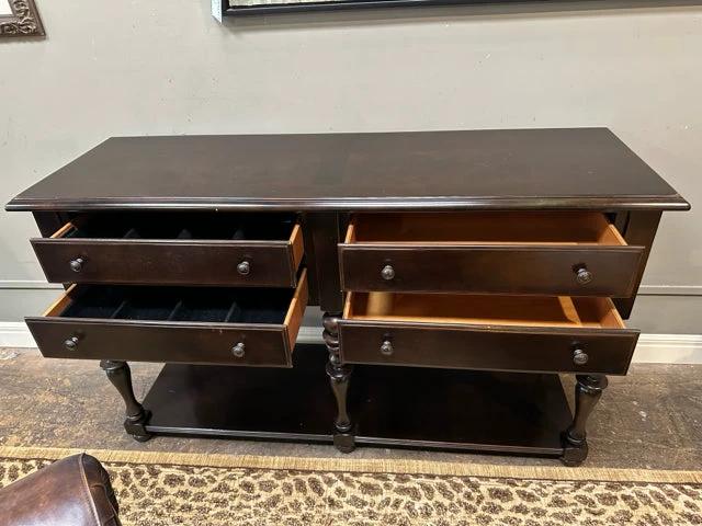 Paula Deen Dark Wood 4 Drawer Buffet with Spindle Leg Detail – Invio ...